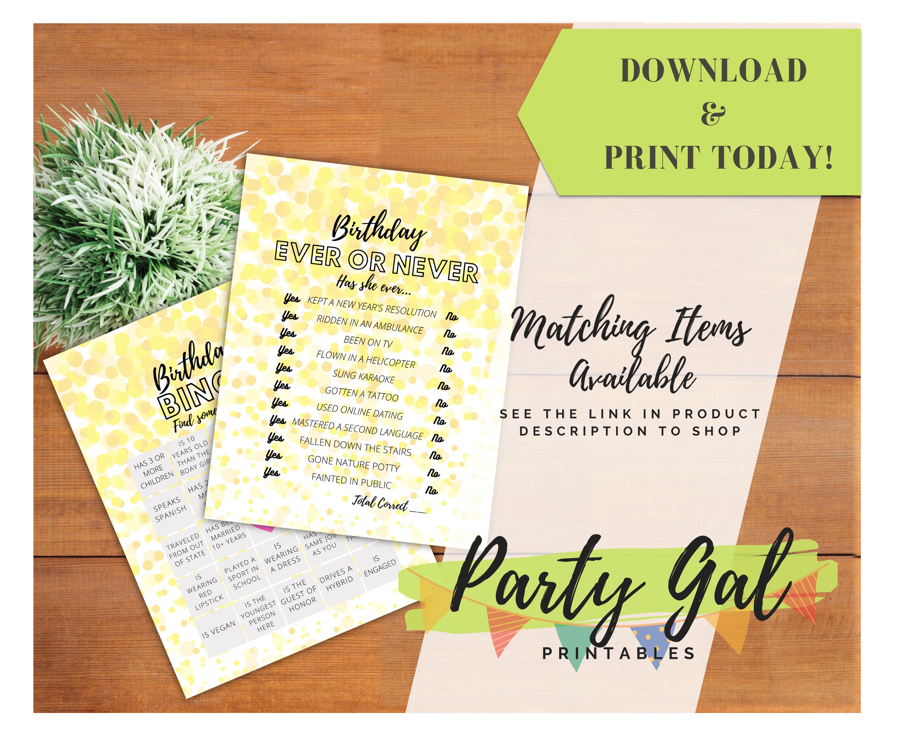 Birthday Bingo. Birthday Party Game. Trivia, Teen, Tween Girl Birthday ...