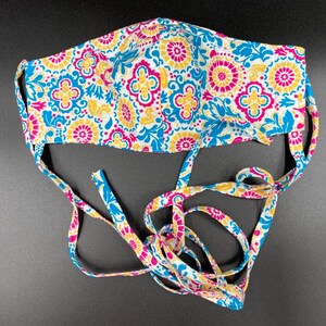 Pretty Floral Flower Pattern Face Mask - Triple (3) Layer 100% Cotton ...