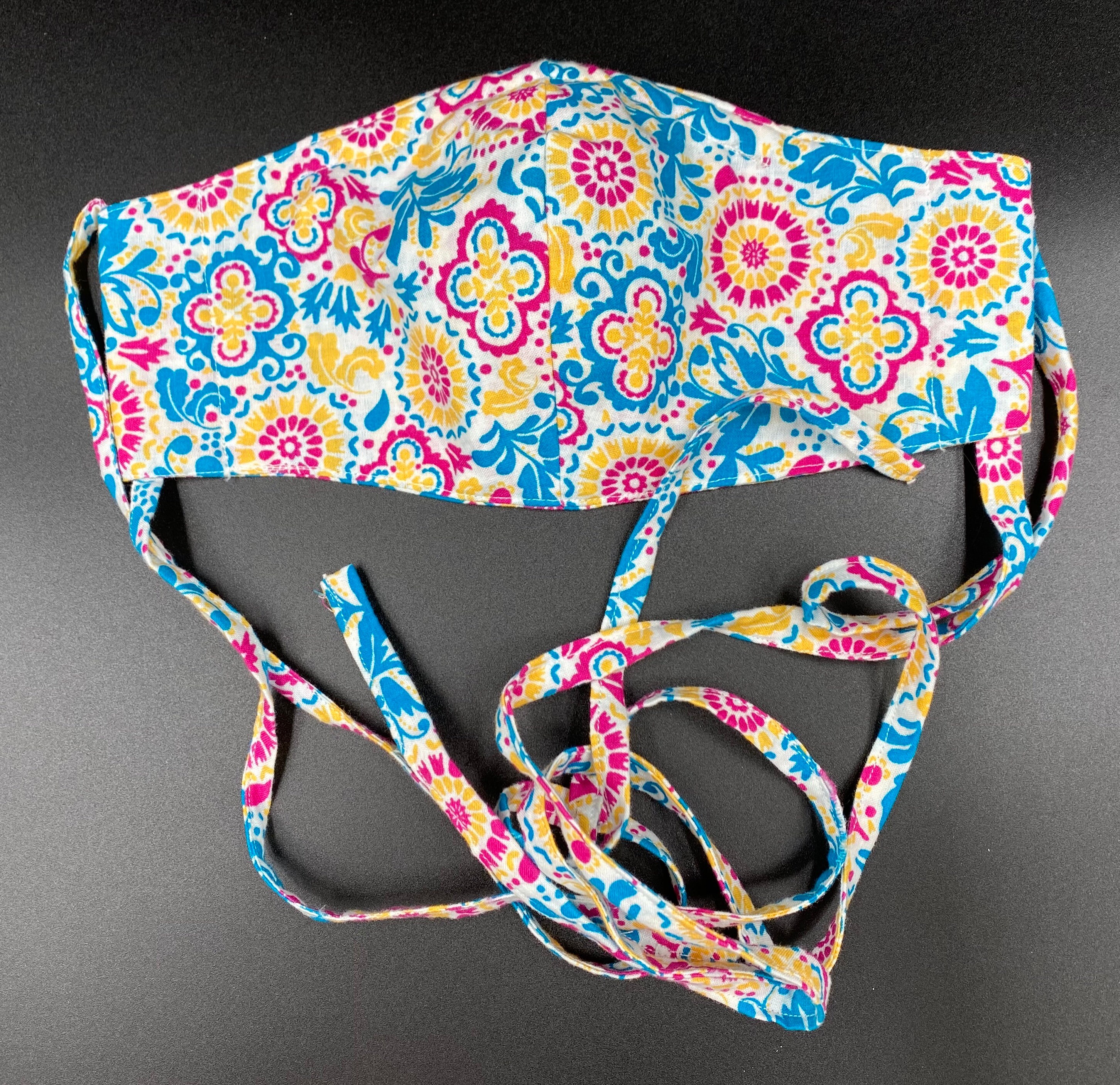 Pretty Floral Flower Pattern Face Mask - Triple (3) Layer 100% Cotton ...