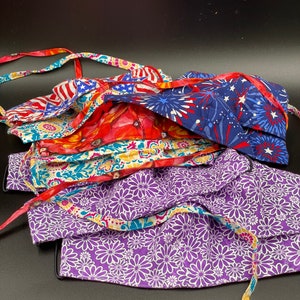 Pretty Floral Flower Pattern Face Mask - Triple (3) Layer 100% Cotton ...