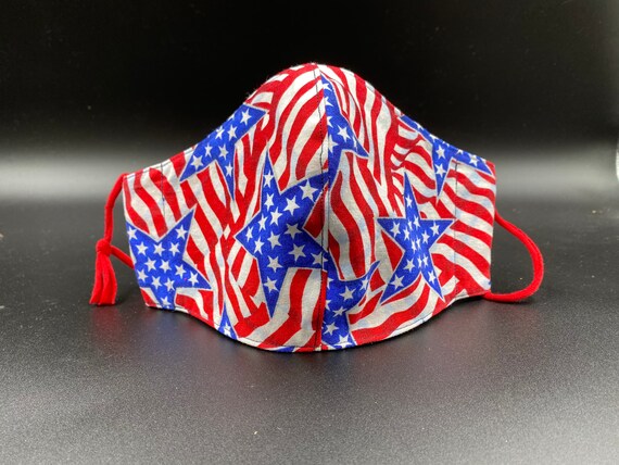 Patriotic USA Flag Stars & Strips Face Mask Triple 3 Layer | Etsy