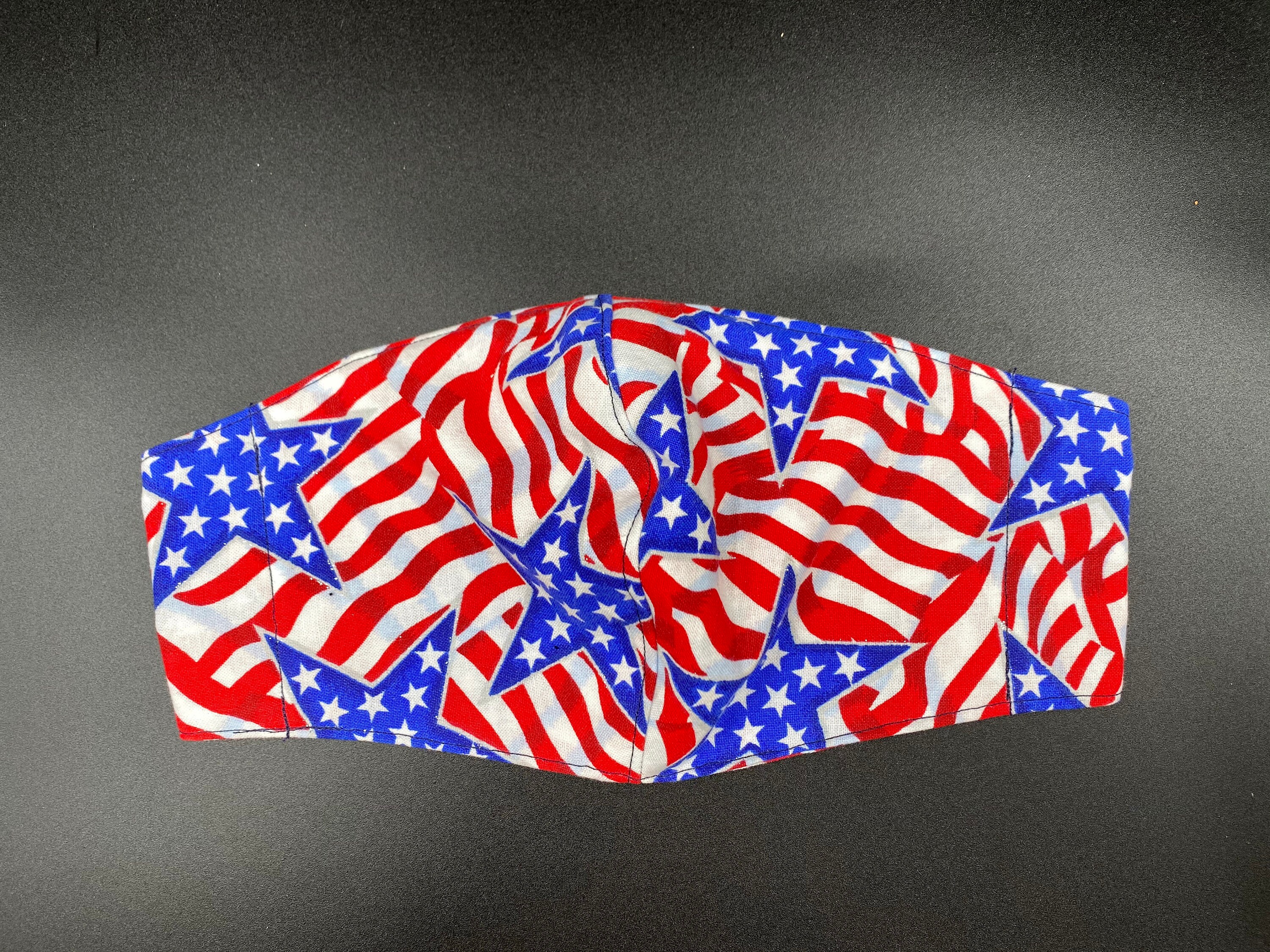 Patriotic USA Flag Stars & Strips Face Mask - Triple (3) Layer 100% ...