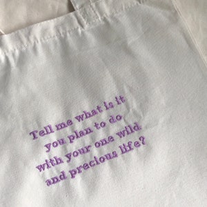 Tote Bags Custom Embroidered Phrase Quote Lyric Personalized With ...