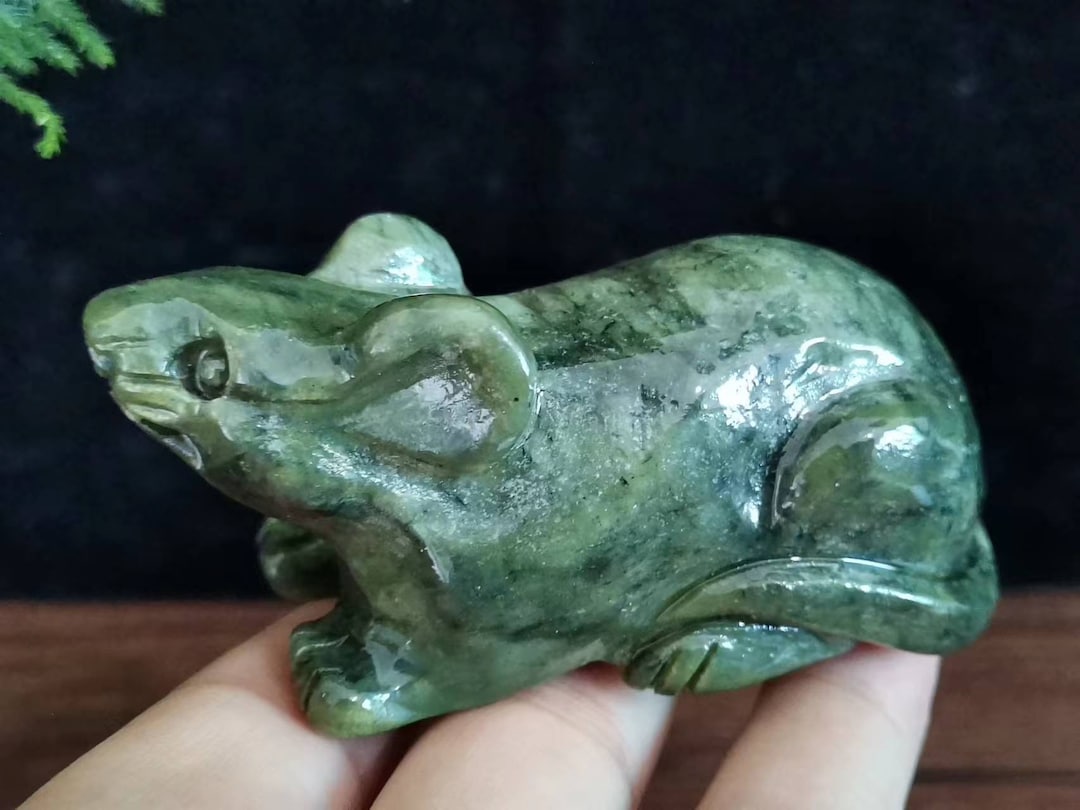 Nature Green Jade Zodiac Rat Figurine Sculpture MH180 - Etsy
