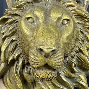 Vintage Bronze Lion Statue Sculpture Copper Lion Living Room Fengshui ...