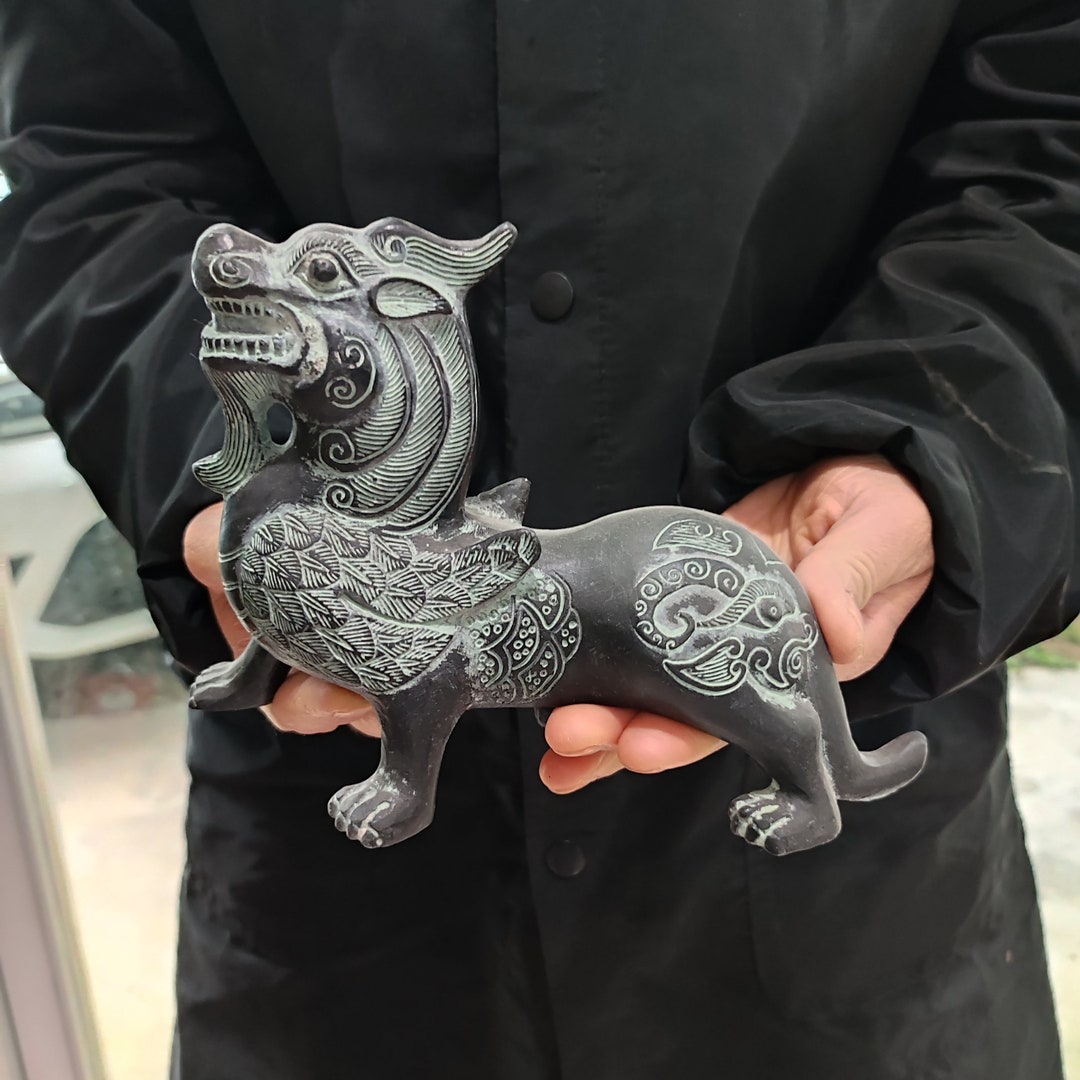 Bronze Pixiu Guardian Animal Figurine, Han Dynasty Ancient Antique ...