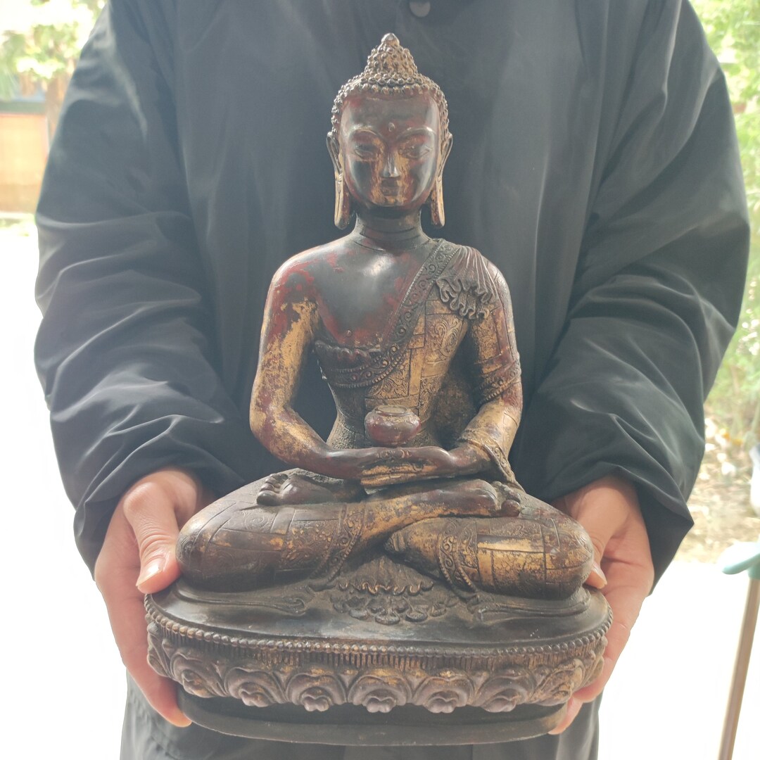 12 ''tibetan Nepal Vintage Antique Copper Buddha Buddhism Religion ...