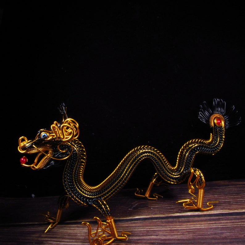 12" Hand Plait Wire Sculpture, Large Dragon Aluminium Wire Crafts ...