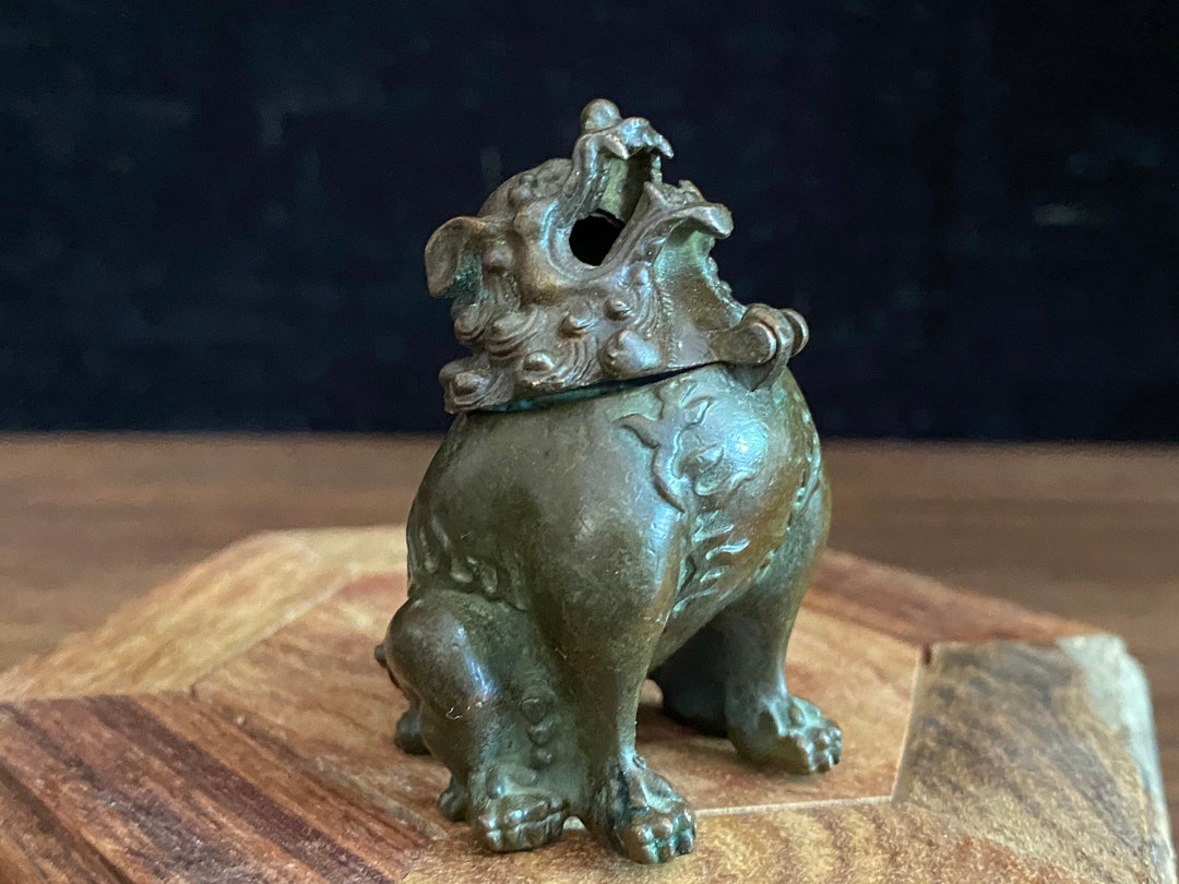 Vintage Antique Bronze Fu Foo Dog Guardian Lion Statues Foo Dog Lion ...
