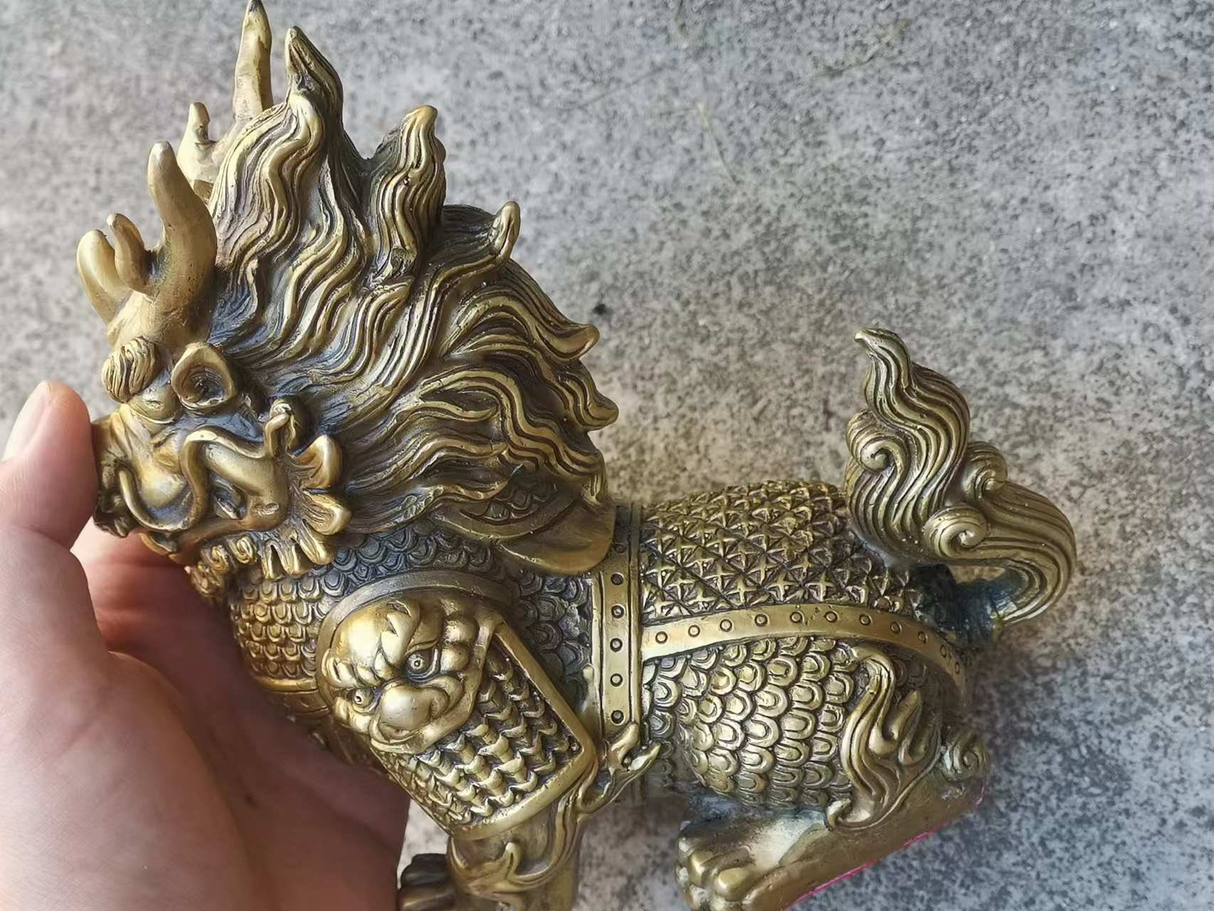 Mh159 Pair Vintage Copper Foo Lion Dog, Feng Shui Pixiu Beast, Wealth ...