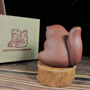 Purple Clay Thinker Cat Statue, Feng Shui Decor Figurine, Zisha Yixing ...