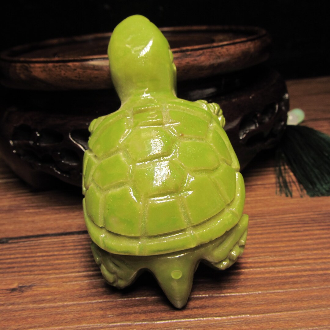 Small Cute Green Jade Stone Sea Turtle Statue Hand-carved Crystal ...