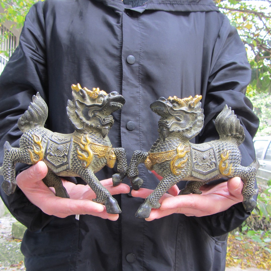 Ancient China Copper Gilt Fengshui Animal Pixiu Beast Wealth Bixie ...