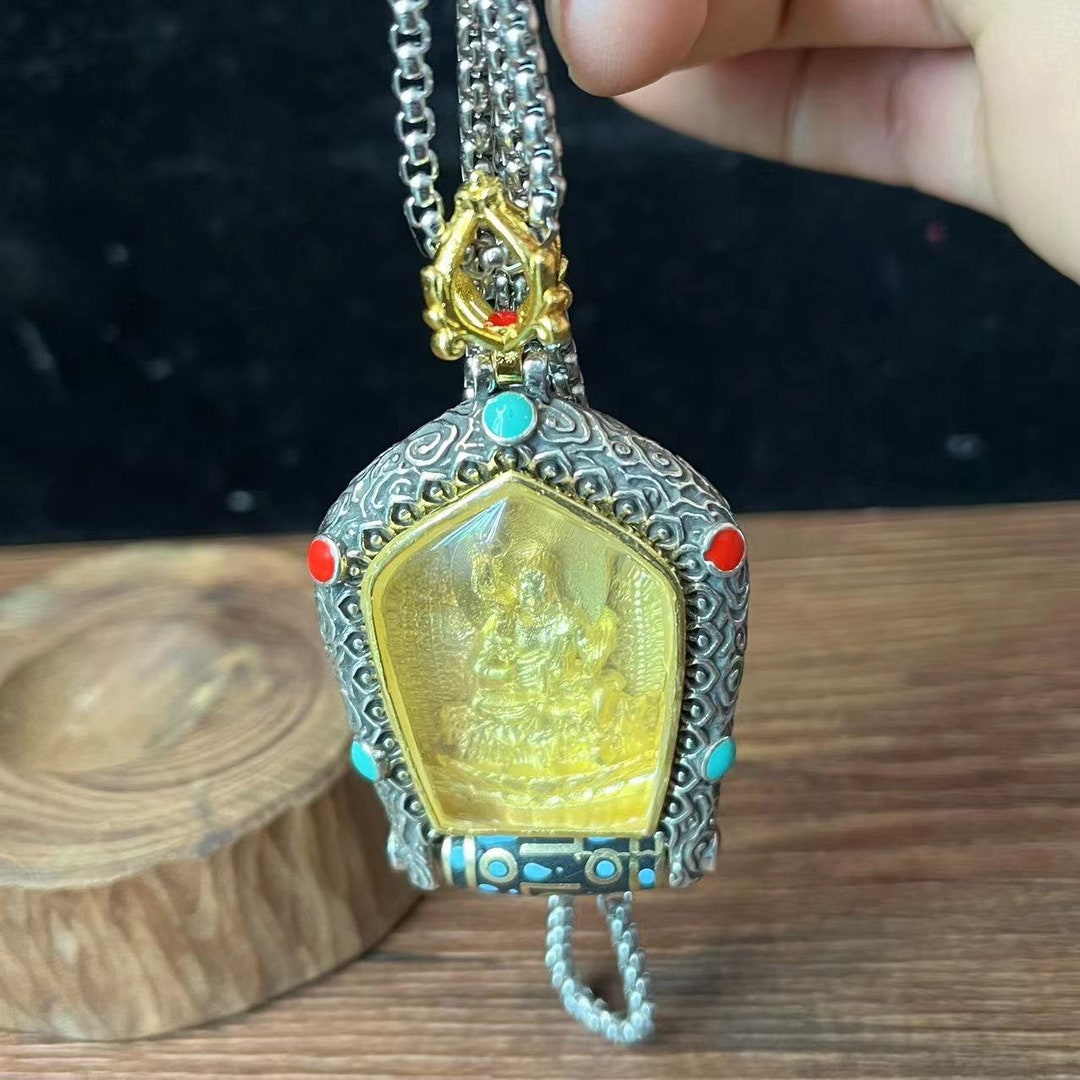 Nepal Copper Vajra Buddha Amulet Pendant With Chain, Tibetan Buddhism ...
