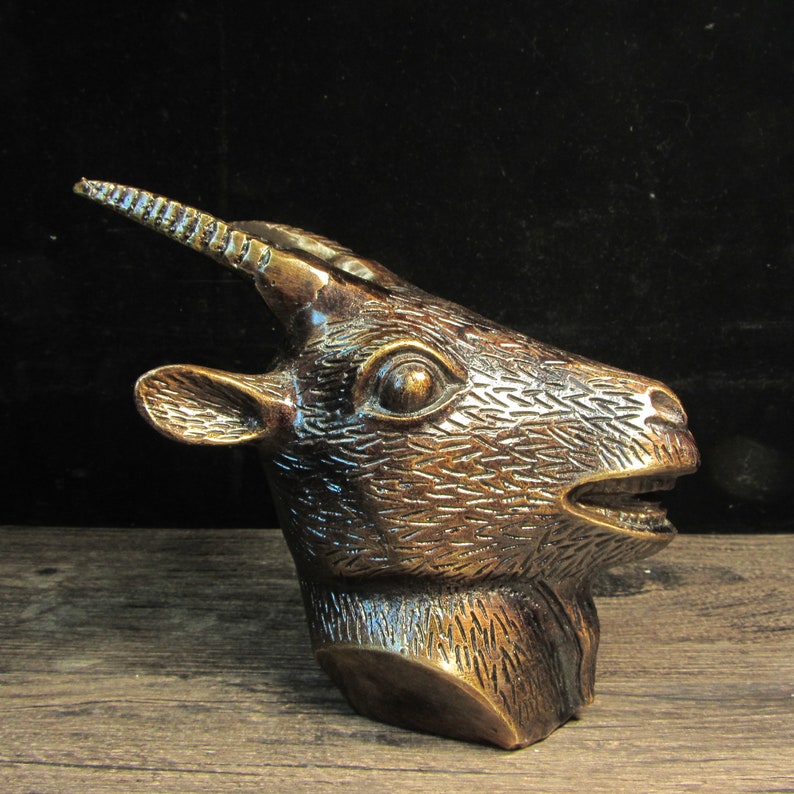 Vintage Copper Goat Head Statue Figurine Collection Huge - Etsy
