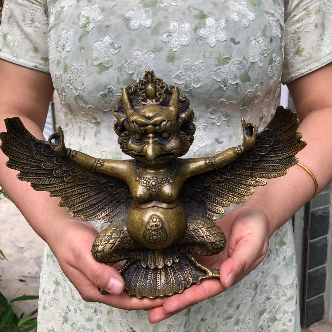 Vintage Offering Buddhist Spread Wings Dapeng Bird Statue, Protection ...