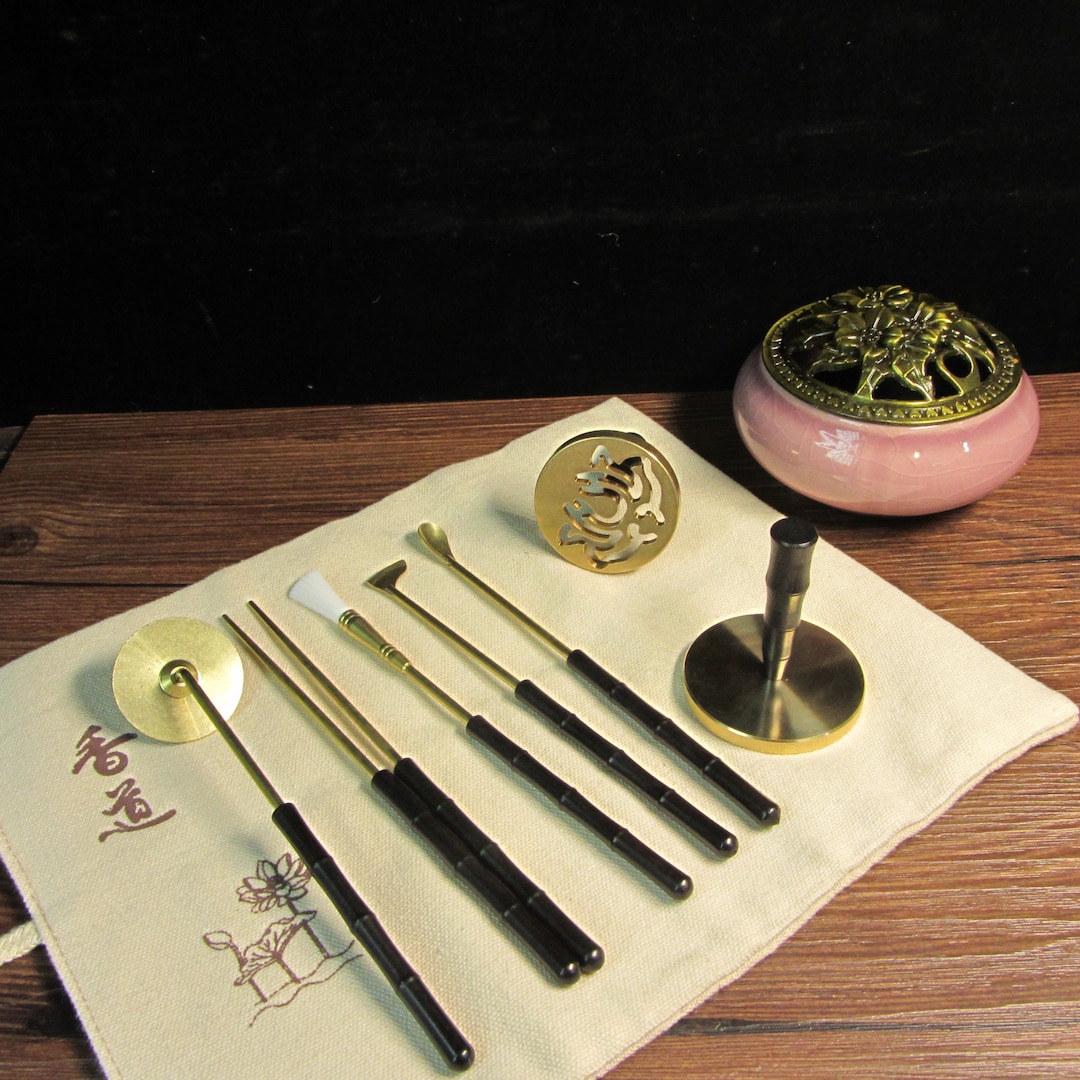 Zh134 Set of 6,incense Lore Suit, Tibetan Bronze Long Handle Incense ...