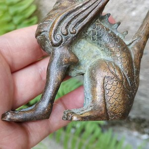 Brass Ancient Beast Flying Dragon Mini Statue, Fengshui Home Decor ...