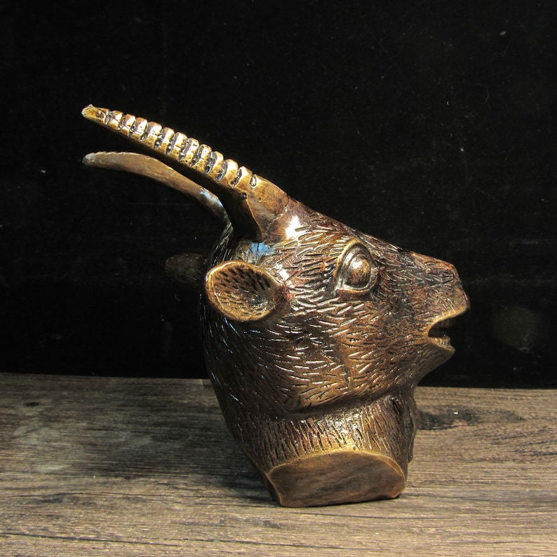 Vintage Copper Goat Head Statue Figurine Collection Huge - Etsy