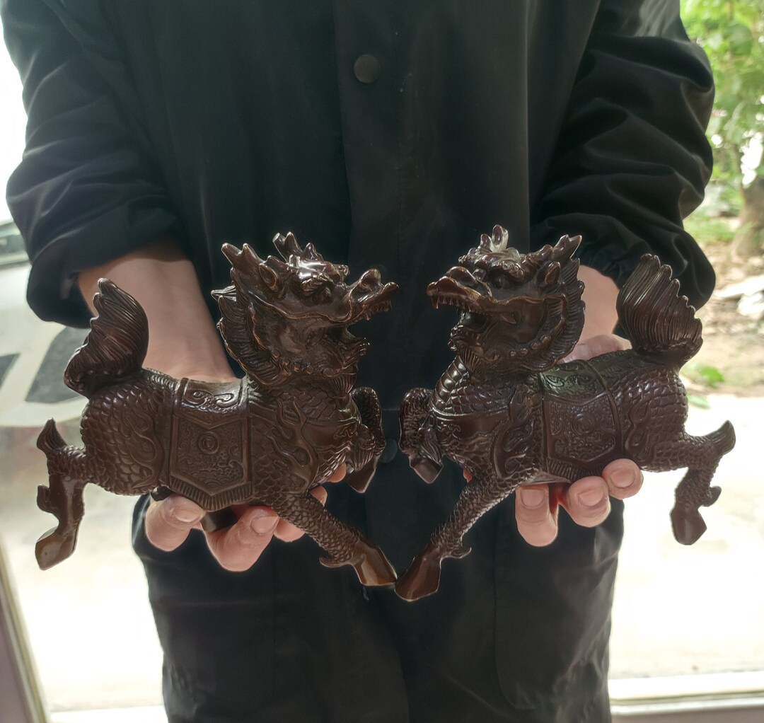 VTG Bronze Chi Lin Statue qi Lin Figurine, the Sacred Dragon Horse in ...