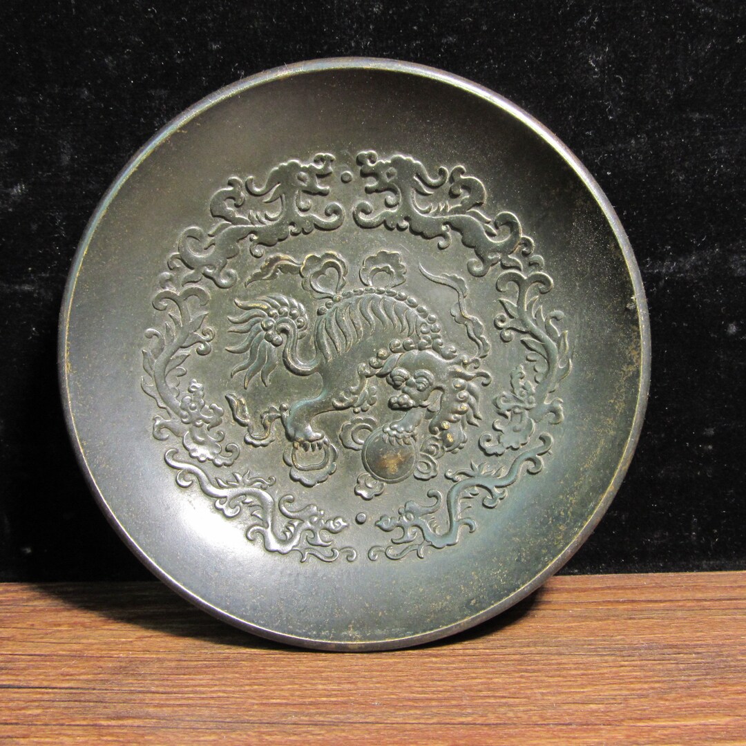 Vintage Antique Copper Guardian Dragon Embossed Pattern Multi ...