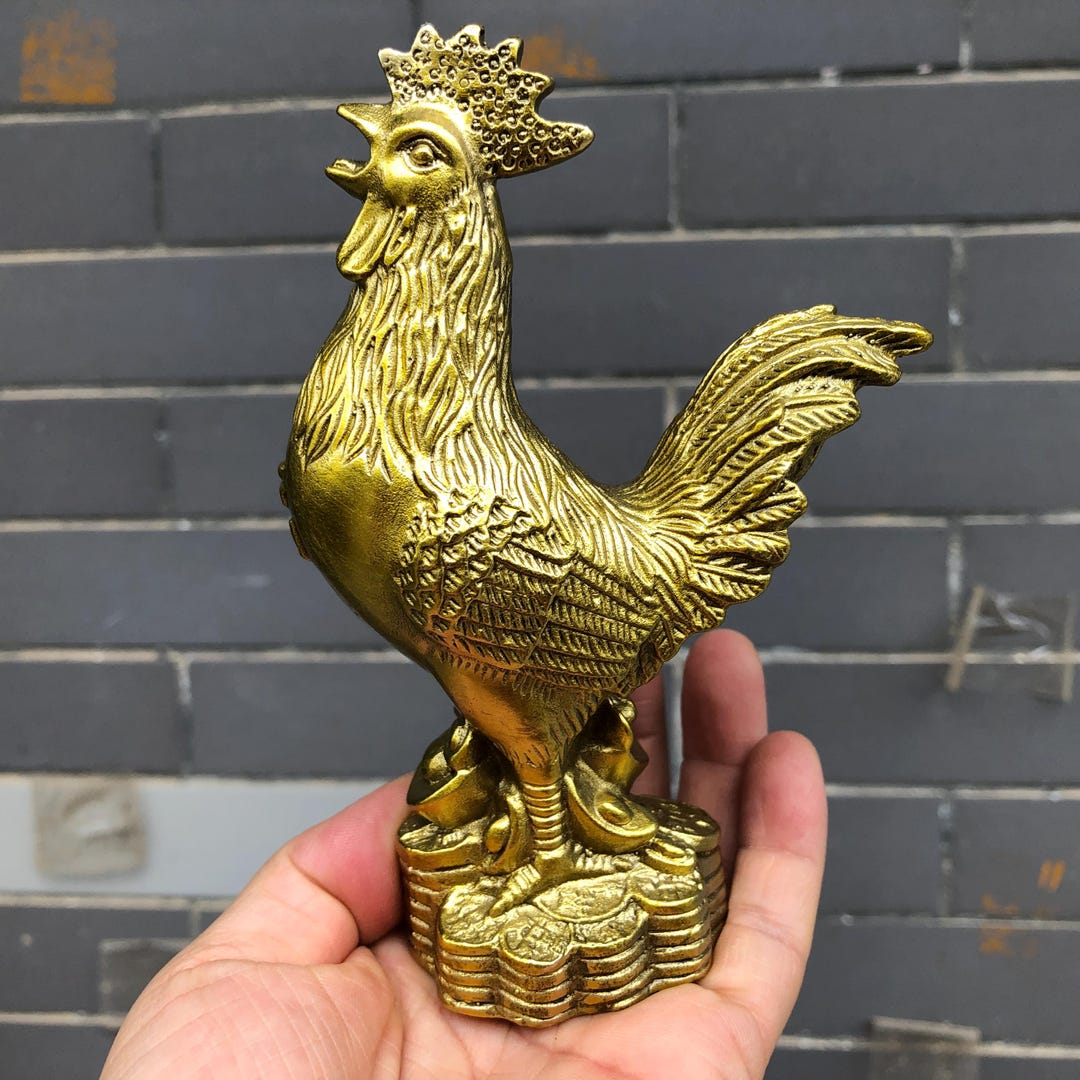 MYF1982 Brass Copper Rooster Animal Auspicious Lucky Statue Feng Shui ...