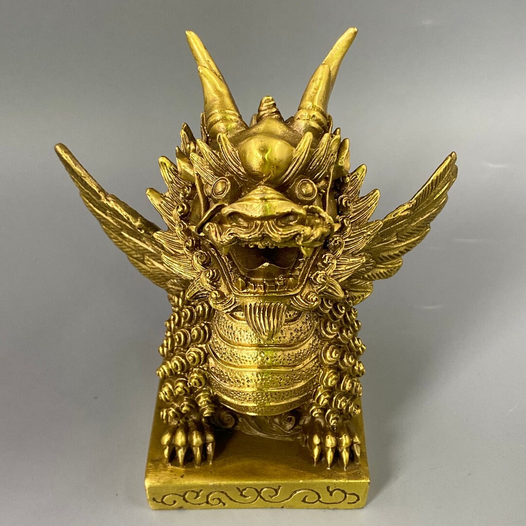China Brass Fengshui Animal Qin Lin Figurine With Wings, Wealth Bixie ...