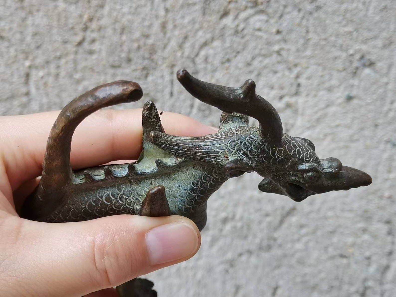 Brass Ancient Beast Flying Dragon Mini Statue, Fengshui Home Decor ...