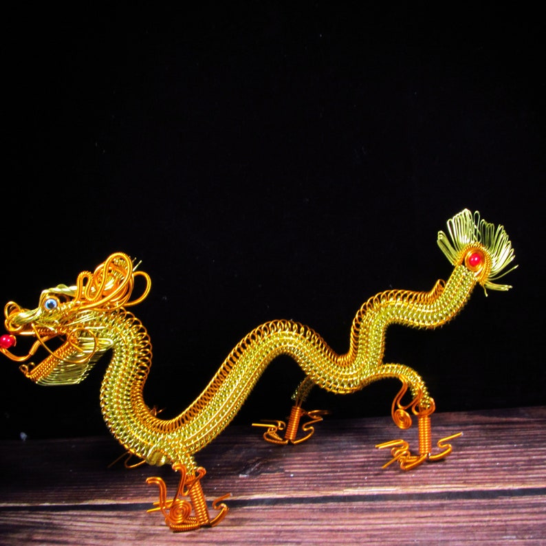 12" Hand Plait Wire Sculpture, Large Dragon Aluminium Wire Crafts ...