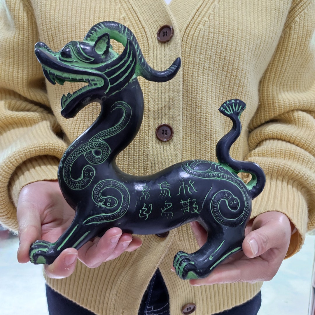M8752 Vintage Style Bronze Unicorn Dragon Pixiu Pi Yao Guardian Animal ...