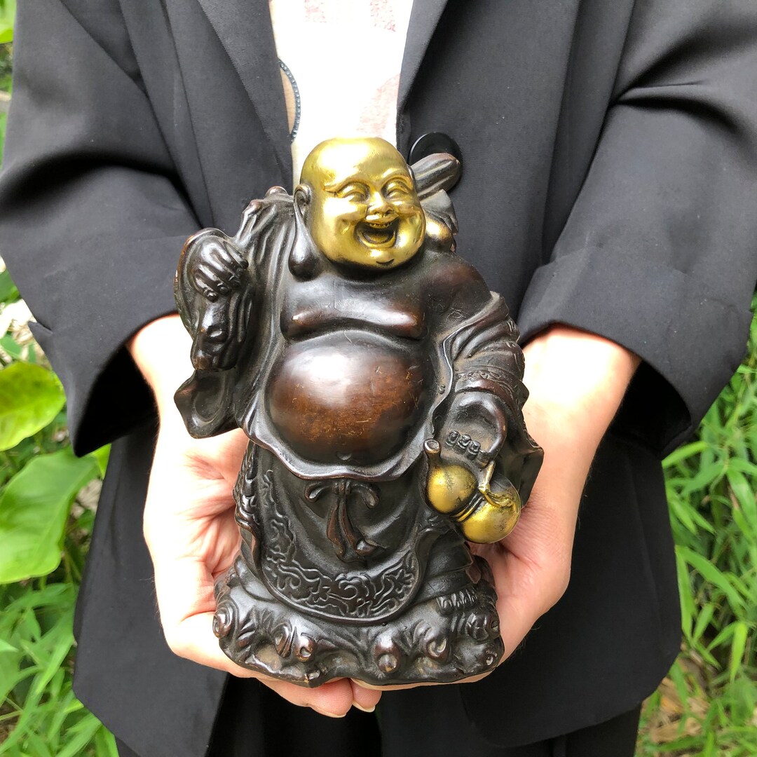 M7521 Nepal Copper Feng Shui Happy Laugh Maitreya Buddha Wealth Luck ...