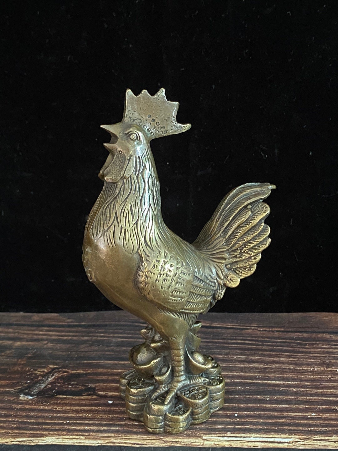 Fengshui Brass Copper Rooster Animal Auspicious Lucky Statue Rooster ...