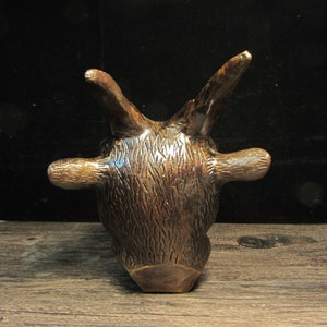 Vintage Copper Goat Head Statue Figurine Collection Huge Animal Zodiac ...