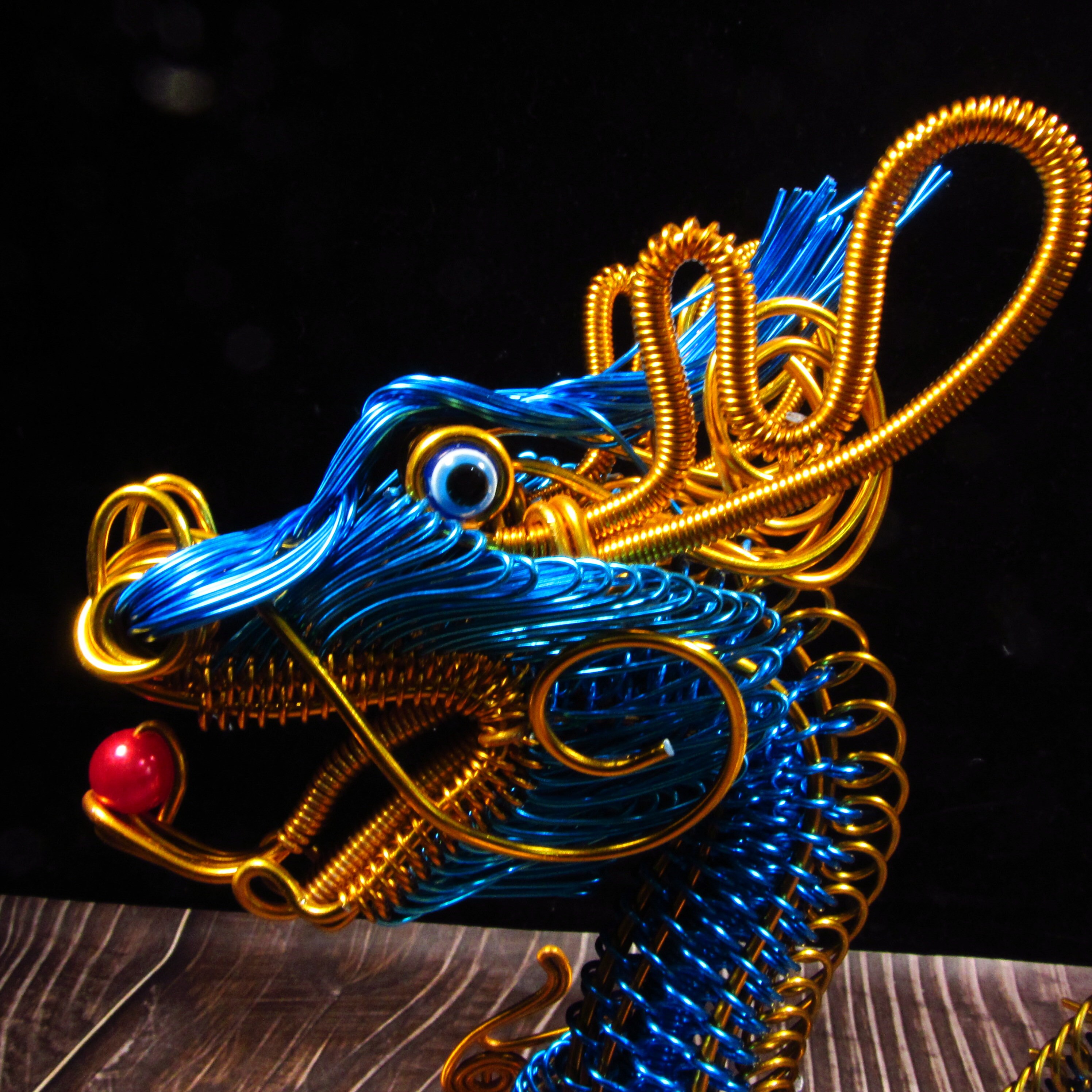 12" Hand Plait Wire Sculpture, Large Dragon Aluminium Wire Crafts ...