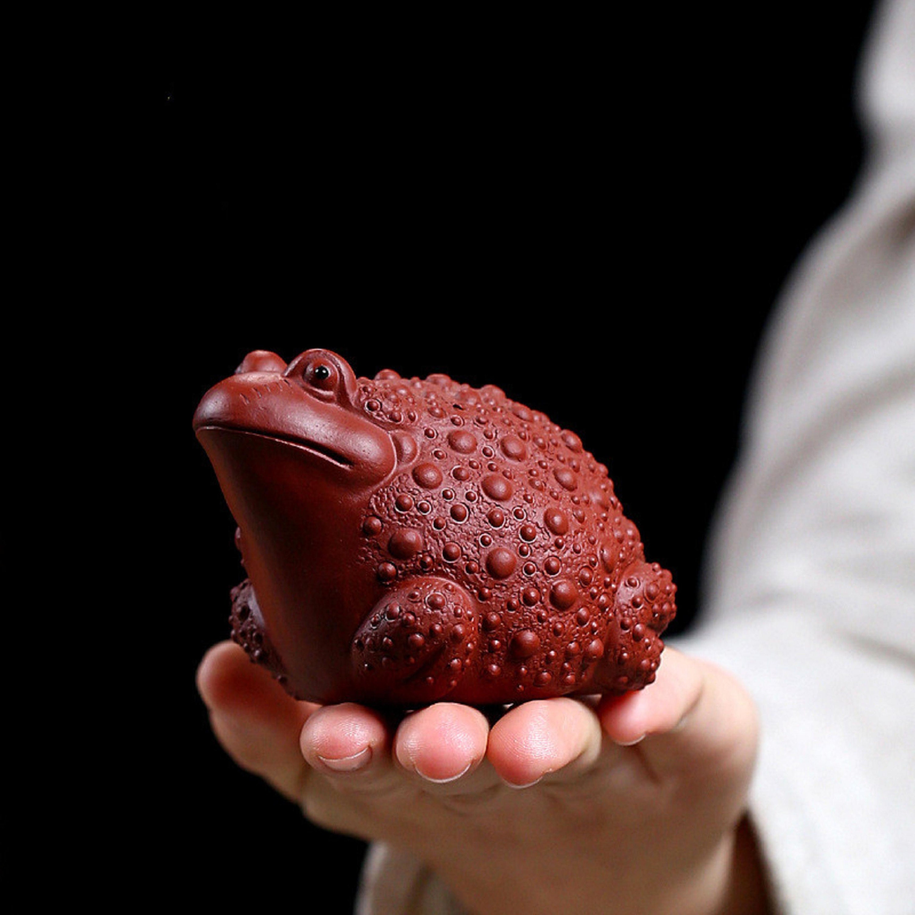 Tea pet Tibet Chinese zisha yixing carved red toad frog | Etsy
