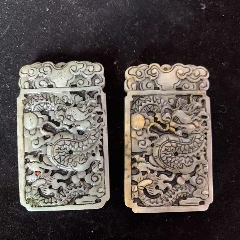Antique Carved Green Jade - Etsy