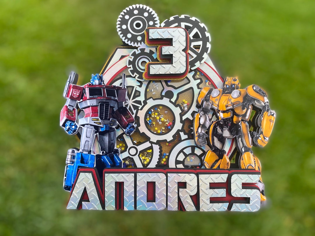 Transformers Shaker Cake Topper/ Party Decor/ Bumblebee/ Optimus Prime ...