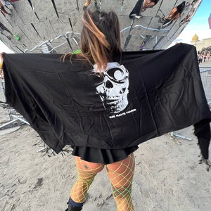 Rave Skull Head Pashmina - Festival Rave Scarf Wook Hippy Pash Unisex ...