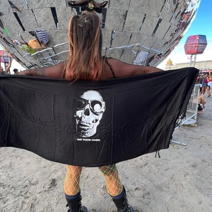 Rave Skull Head Pashmina - Festival Rave Scarf Wook Hippy Pash Unisex ...