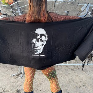 Rave Skull Head Pashmina - Festival Rave Scarf Wook Hippy Pash Unisex ...