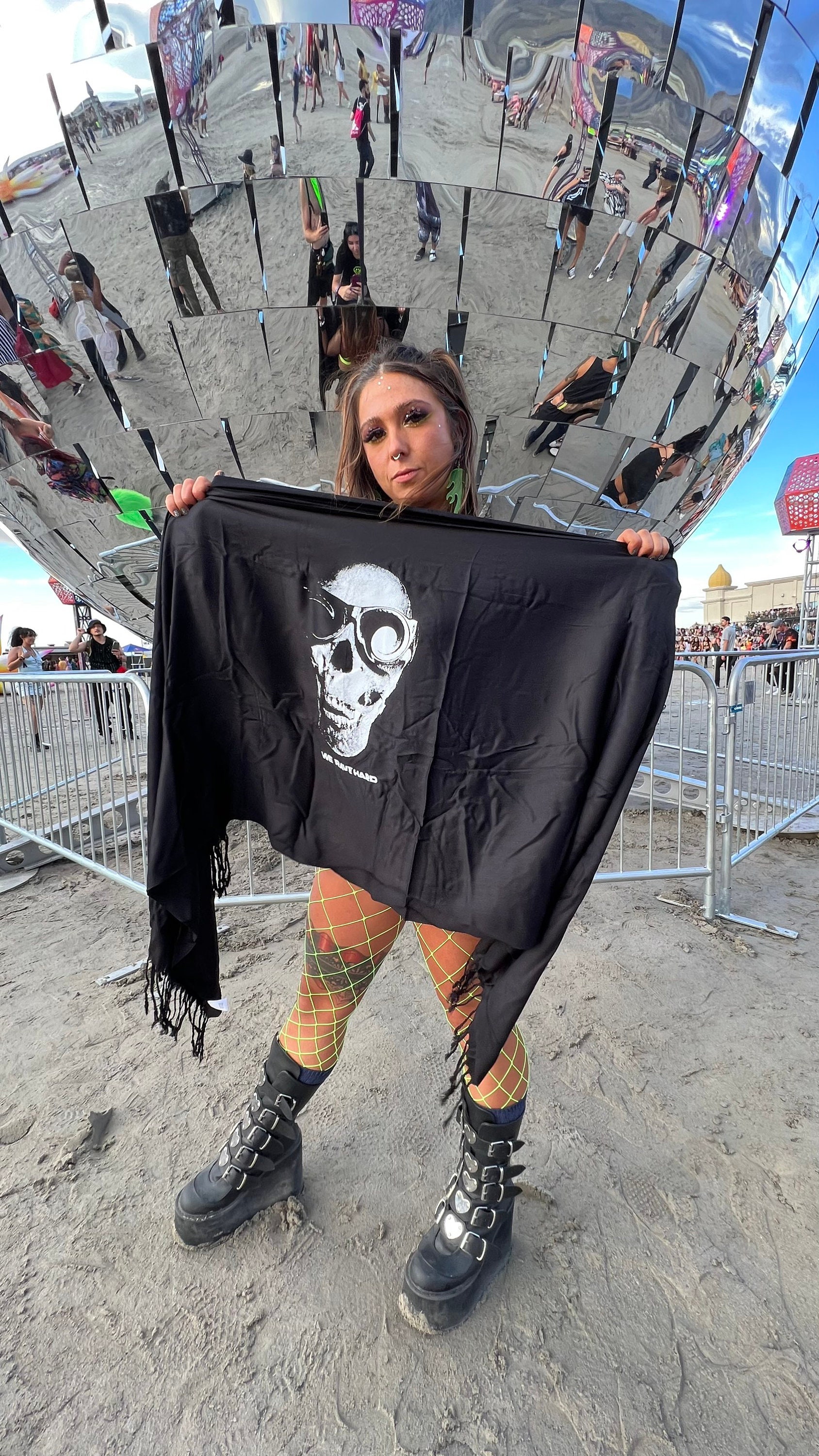 Rave Skull Head Pashmina - Festival Rave Scarf Wook Hippy Pash Unisex ...
