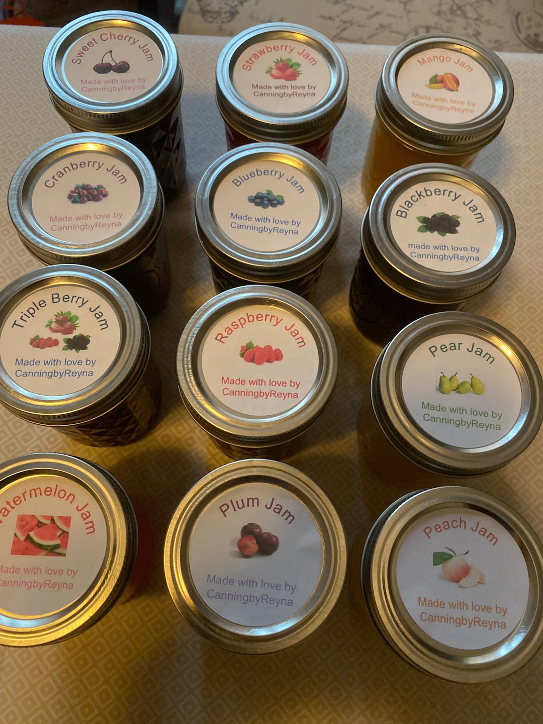 Bundle of 12 - 4oz OR 8oz Jams- Variety of Flavors! Homemade! SAVE 10% ...