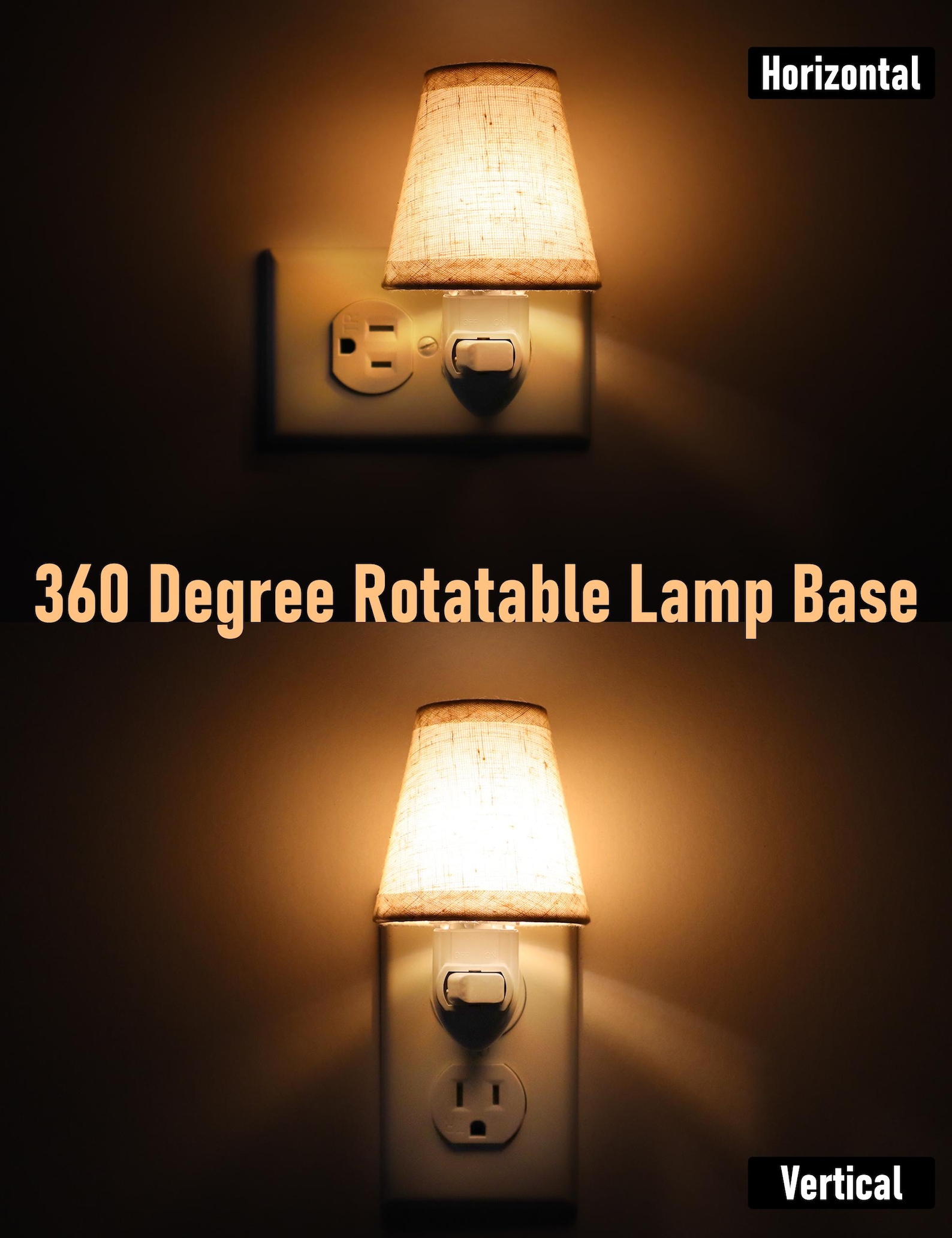 Vintage Night Light Plug in - Fabric Linen Lamp Shade, 0.5W Replaceable ...