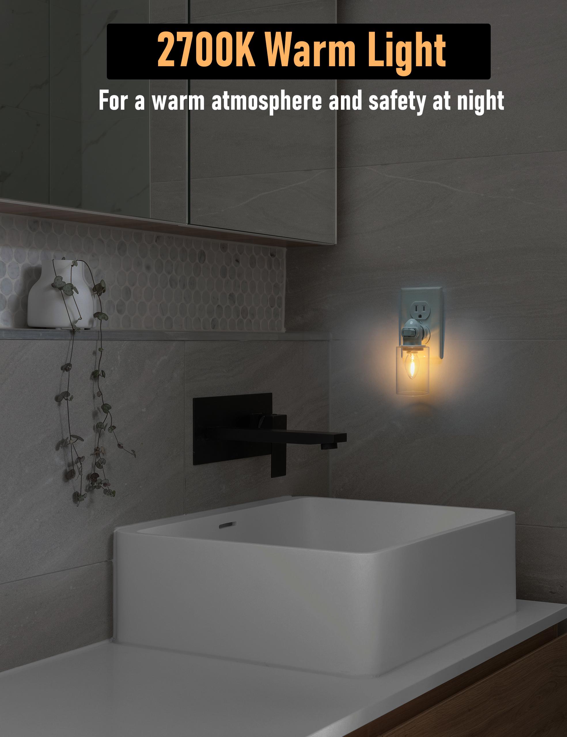 Modern Night Light Plug in - Clear Glass Lamp Shade, 0.5W Replaceable ...