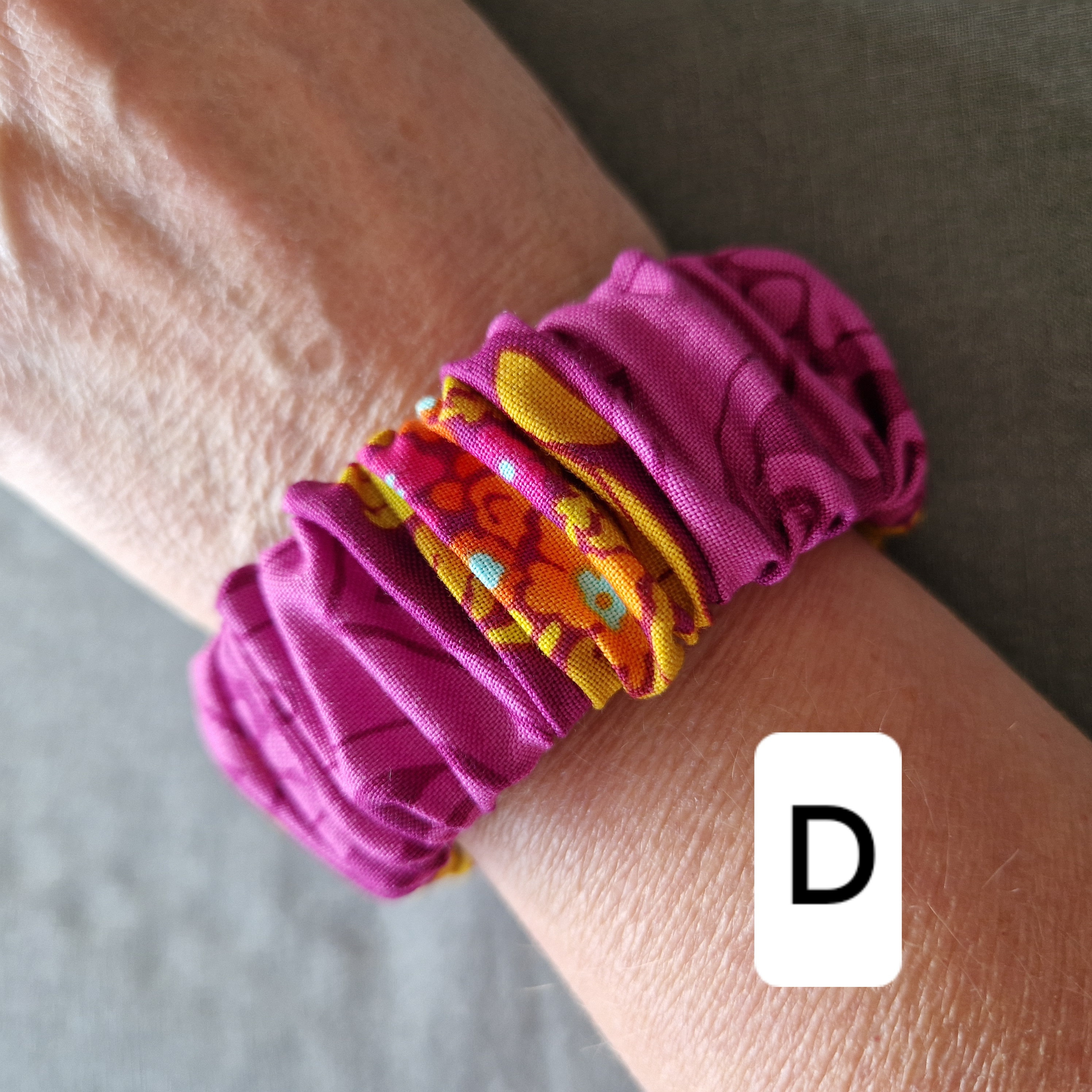 Handmade Fabric Wrapped Elastic Scrunchie Bracelet Bangle Wristband ...