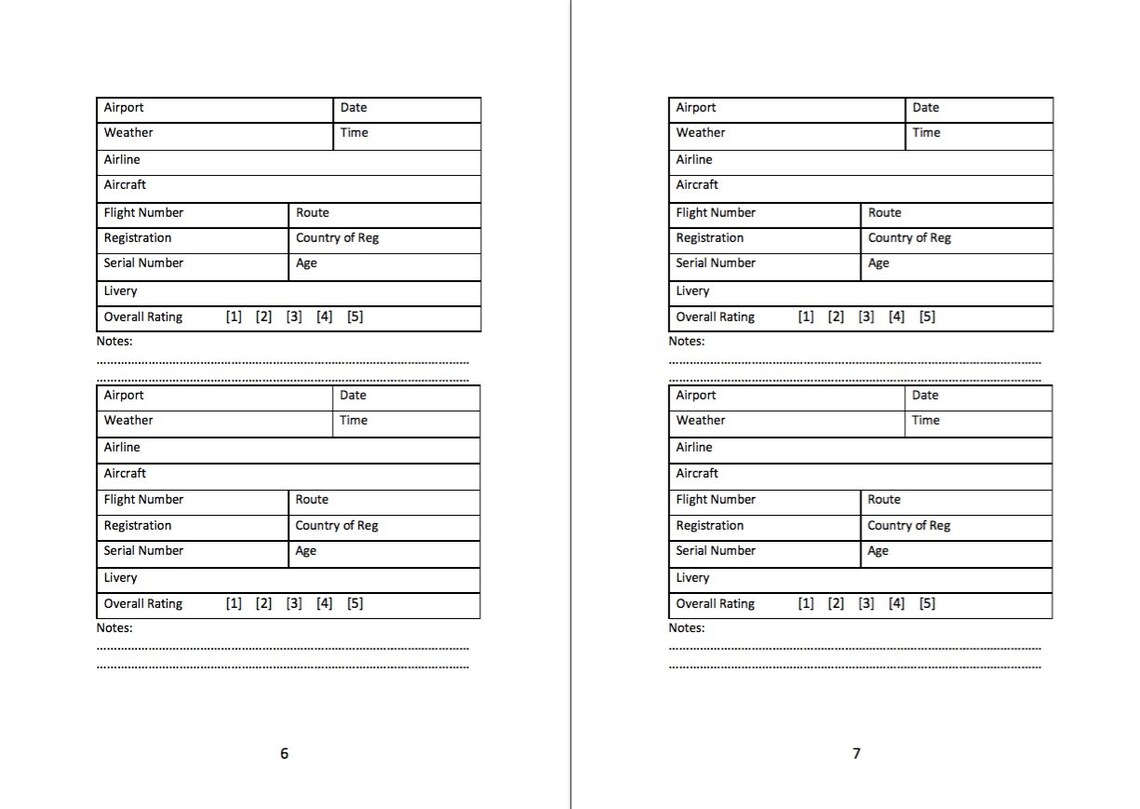 Plane Spotting Logbook: A Track and Log Journal for Plane | Etsy