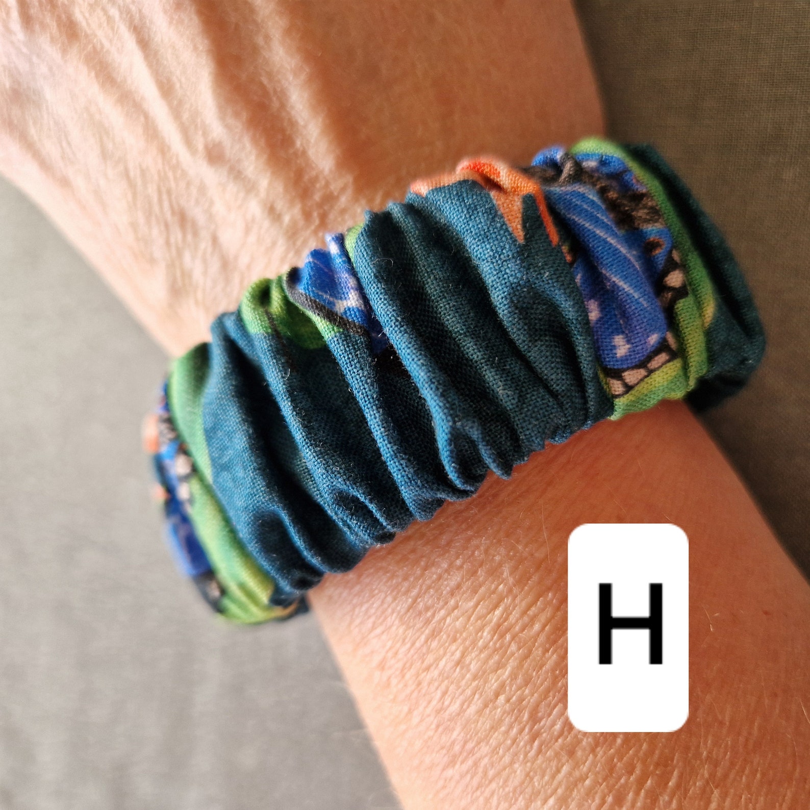 Handmade Fabric Wrapped Elastic Scrunchie Bracelet Bangle Wristband ...