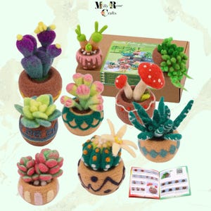 Succulent Needle Felting Kit, Cacti in Pots Needle Felting Kit 6-9-15 Cacti Felting Kit Wool ...