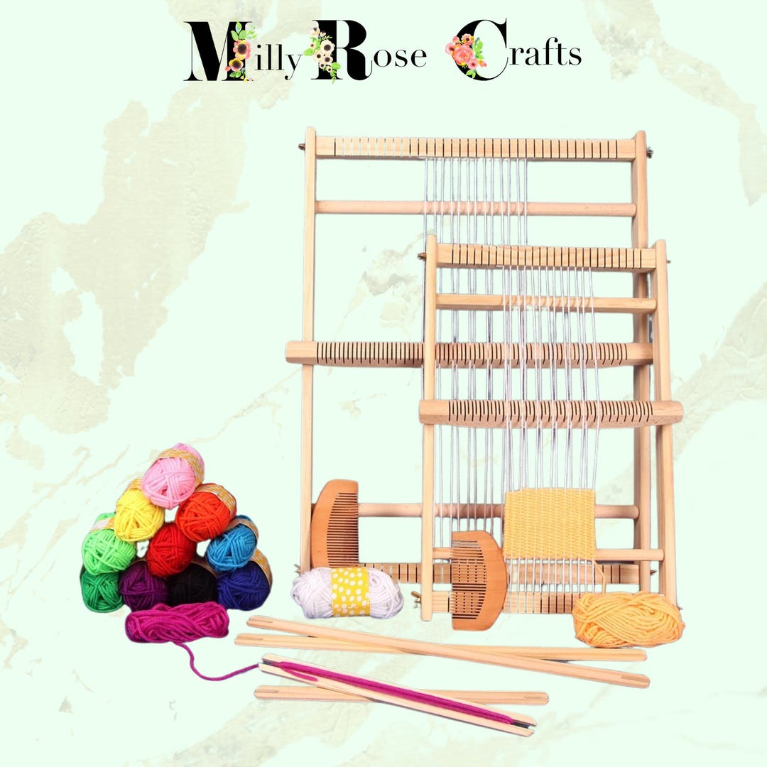 Wooden Weaving Loom Artisan Craft Kit Beginner Handcrafted Weaving Loom ...