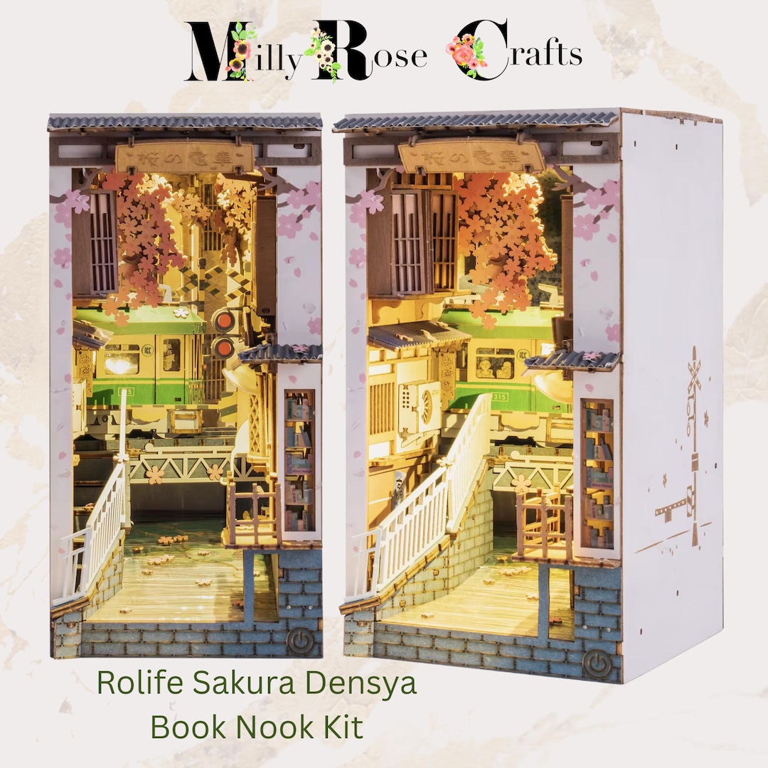 Rolife Sakura Densya Book Nook Kits Adults Tokyo Apple Blossom Tram DIY ...
